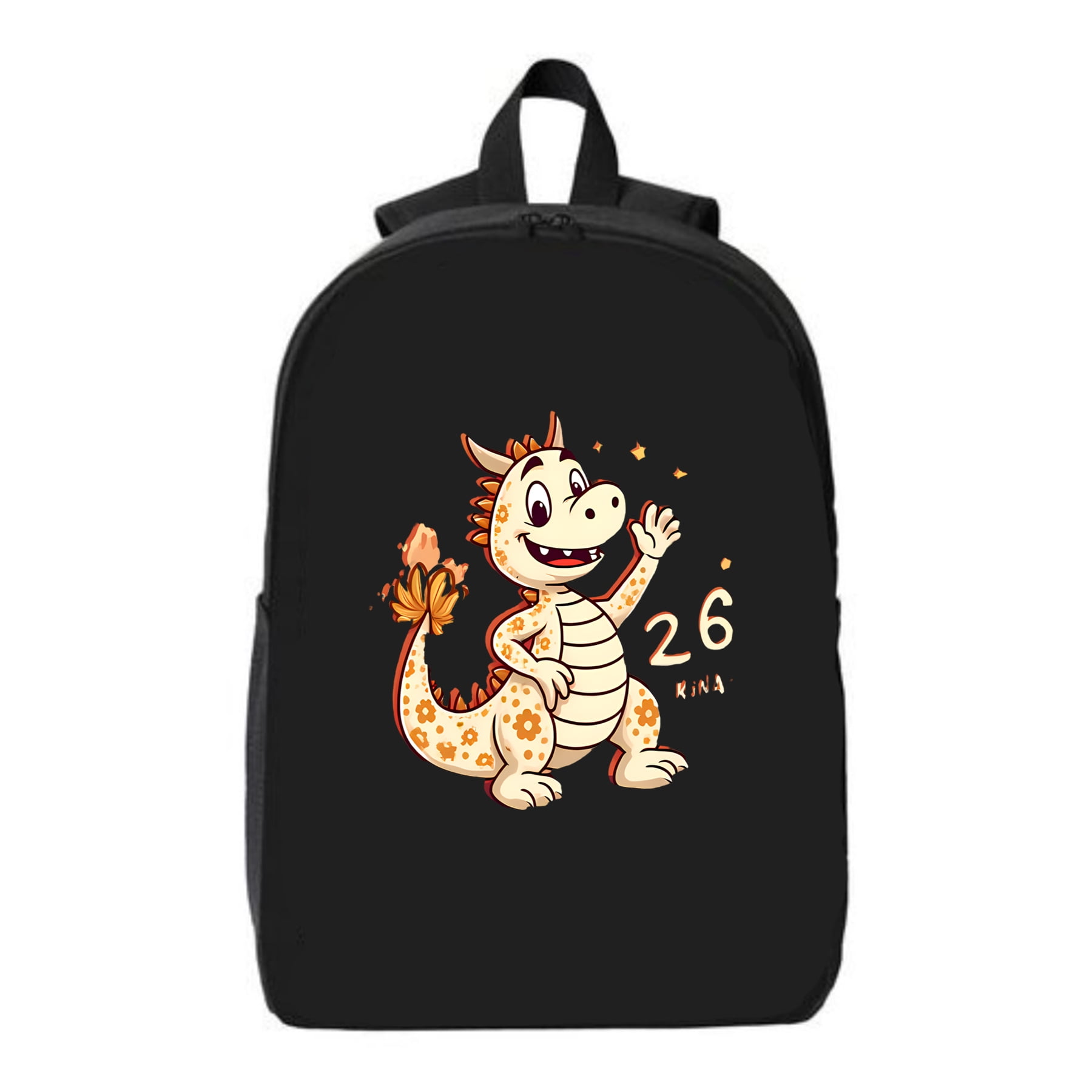 Cartoon Dragon Backpack for College & Travel - Orange & White Spots ...