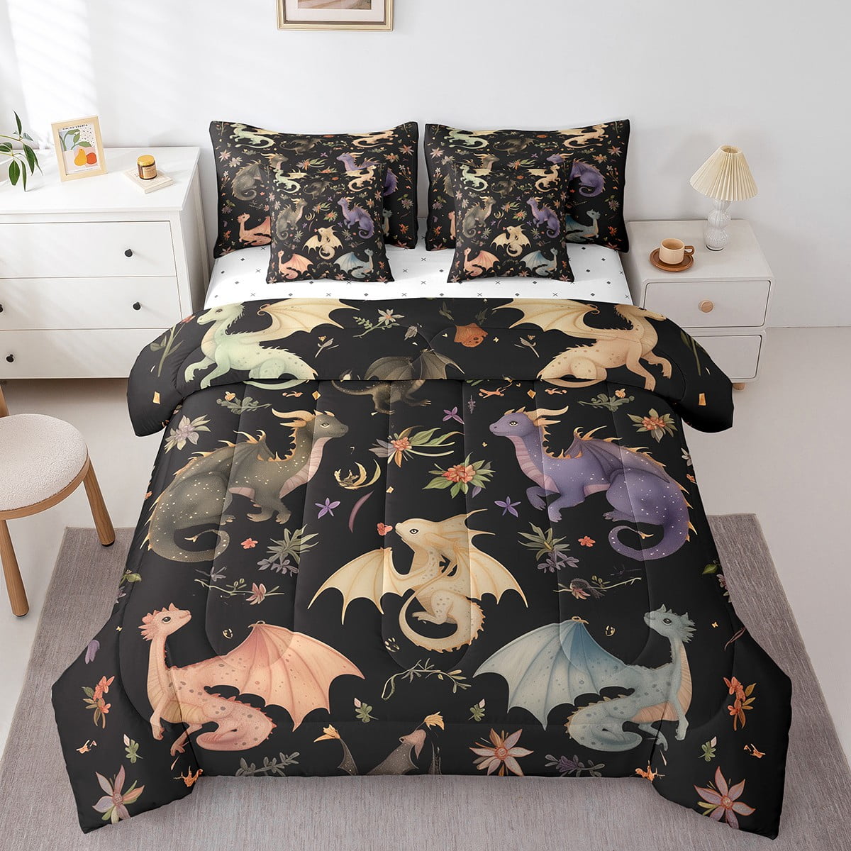 Cartoon Dragon Bed In A Bag With Sheets Teen,Exotic Magical Dragon ...