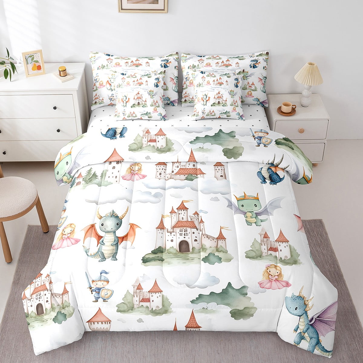 Cartoon Dragon Bedding Sets Full Size,Western Animals 7Pcs Comforter ...