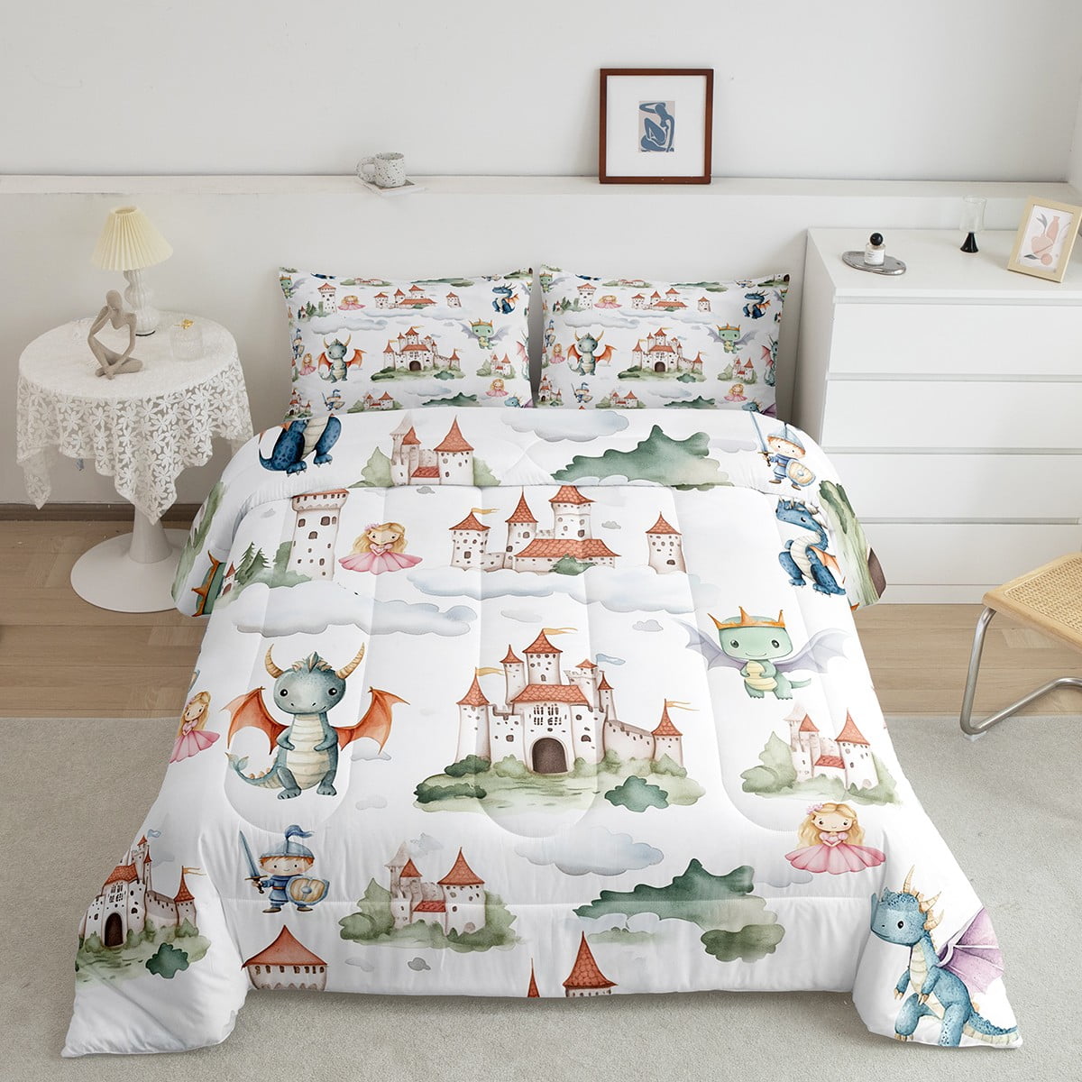 Cartoon Dragon Comforter Set Toddler Size,Western Animals Bedding Set ...