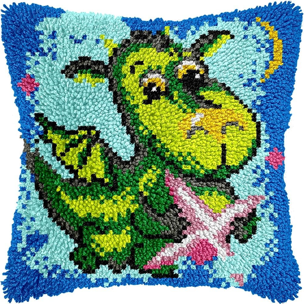 Cartoon Dragon Latch Hook Pillow Kits Pillow Cover Latch Hook Crafts ...
