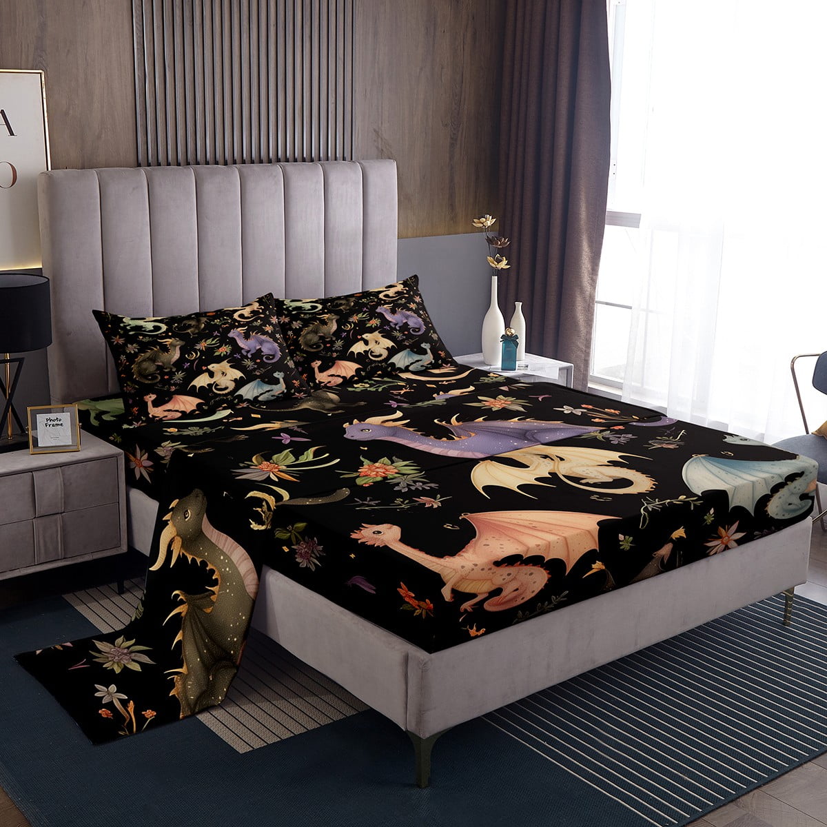 Cartoon Dragon Sheet Set Twin Size Teen,Exotic Magical Dragon Bedding ...