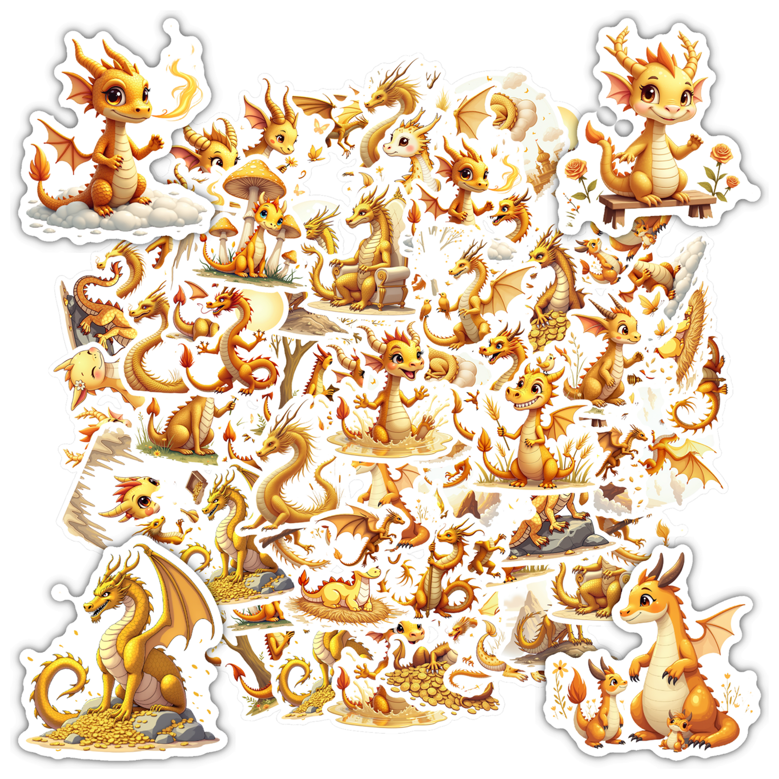 Cartoon Dragon Stickers Mythical Animal Stickers Dragon Pack DIY ...