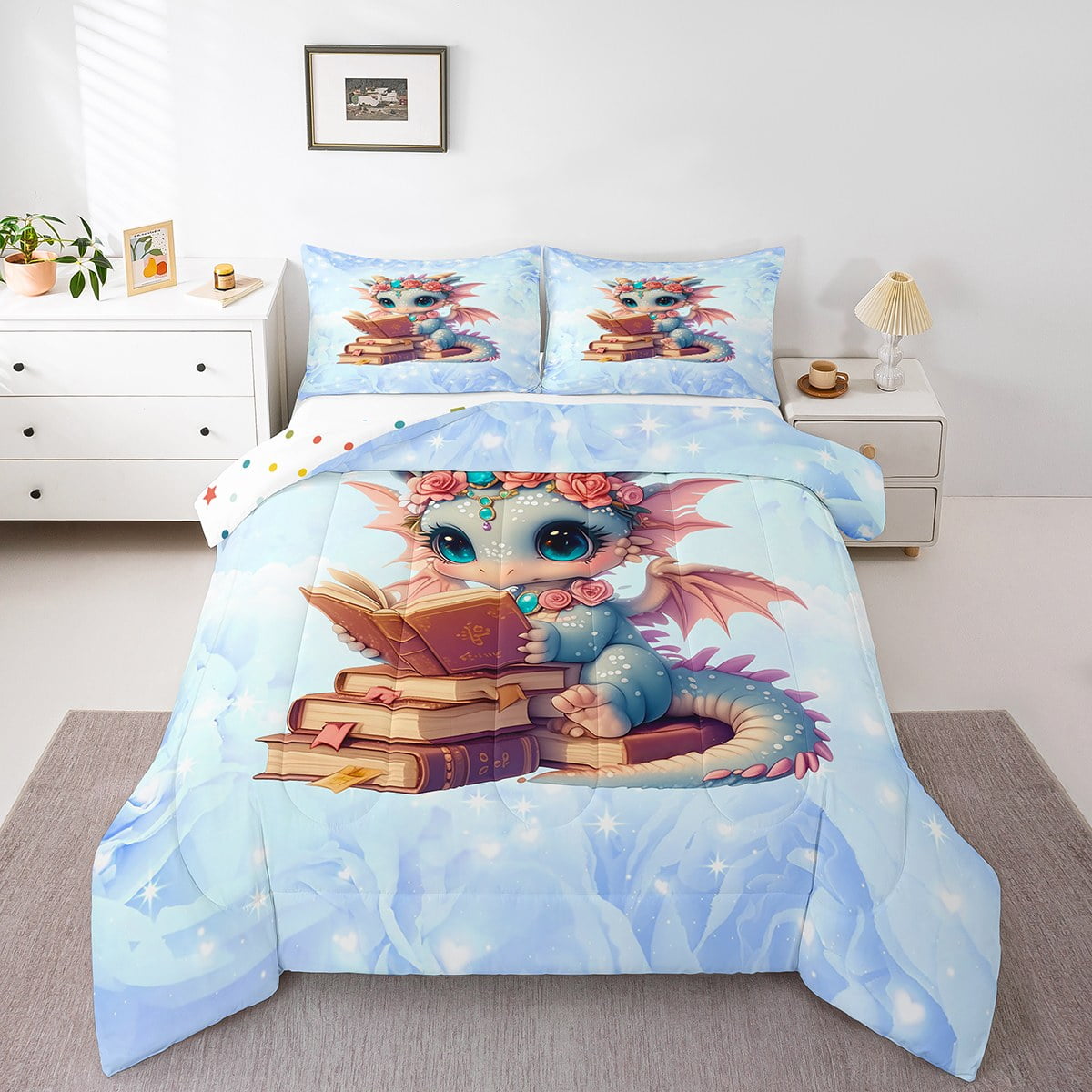 Cartoon Dragon Twin Size Comforter Set,Fantasy Fairy Tale Quilt Set ...