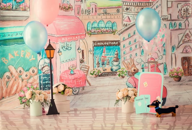 Cartoon Drawing Pattern Town Shop Booth Street Alley Banner ...