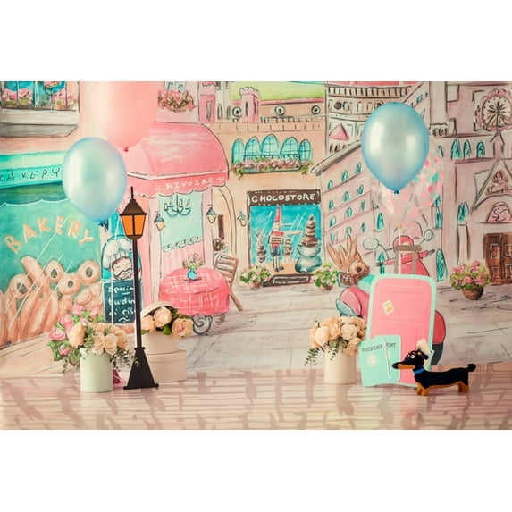 Cartoon Drawing Pattern Town Shop Booth Street Alley Banner ...