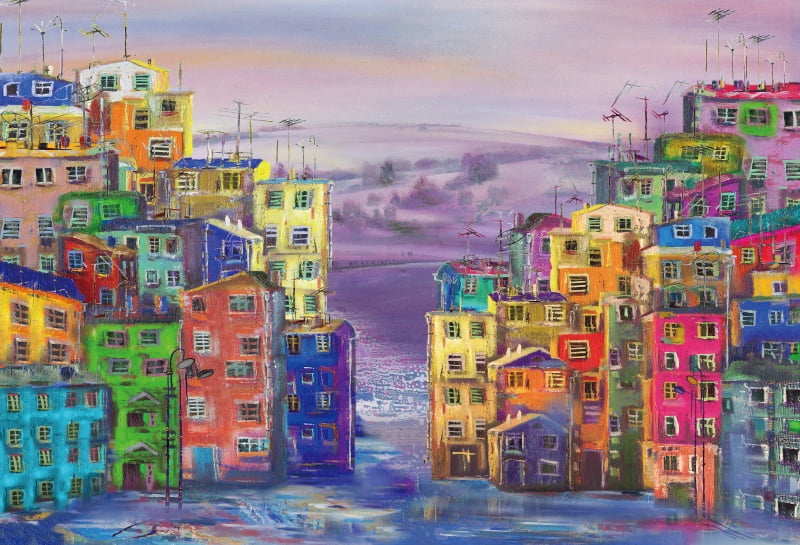 Cartoon Drawing Pattern Town Shop Booth Street Alley Banner ...