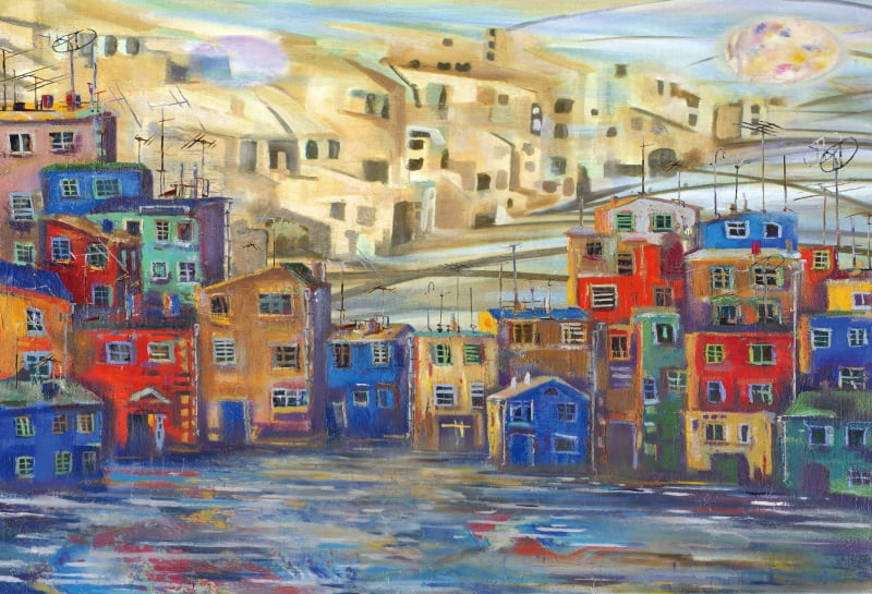 Cartoon Drawing Pattern Town Shop Booth Street Alley Banner ...