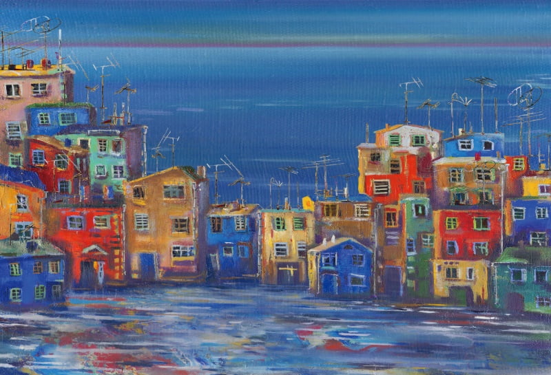 Cartoon Drawing Pattern Town Shop Booth Street Alley Banner ...