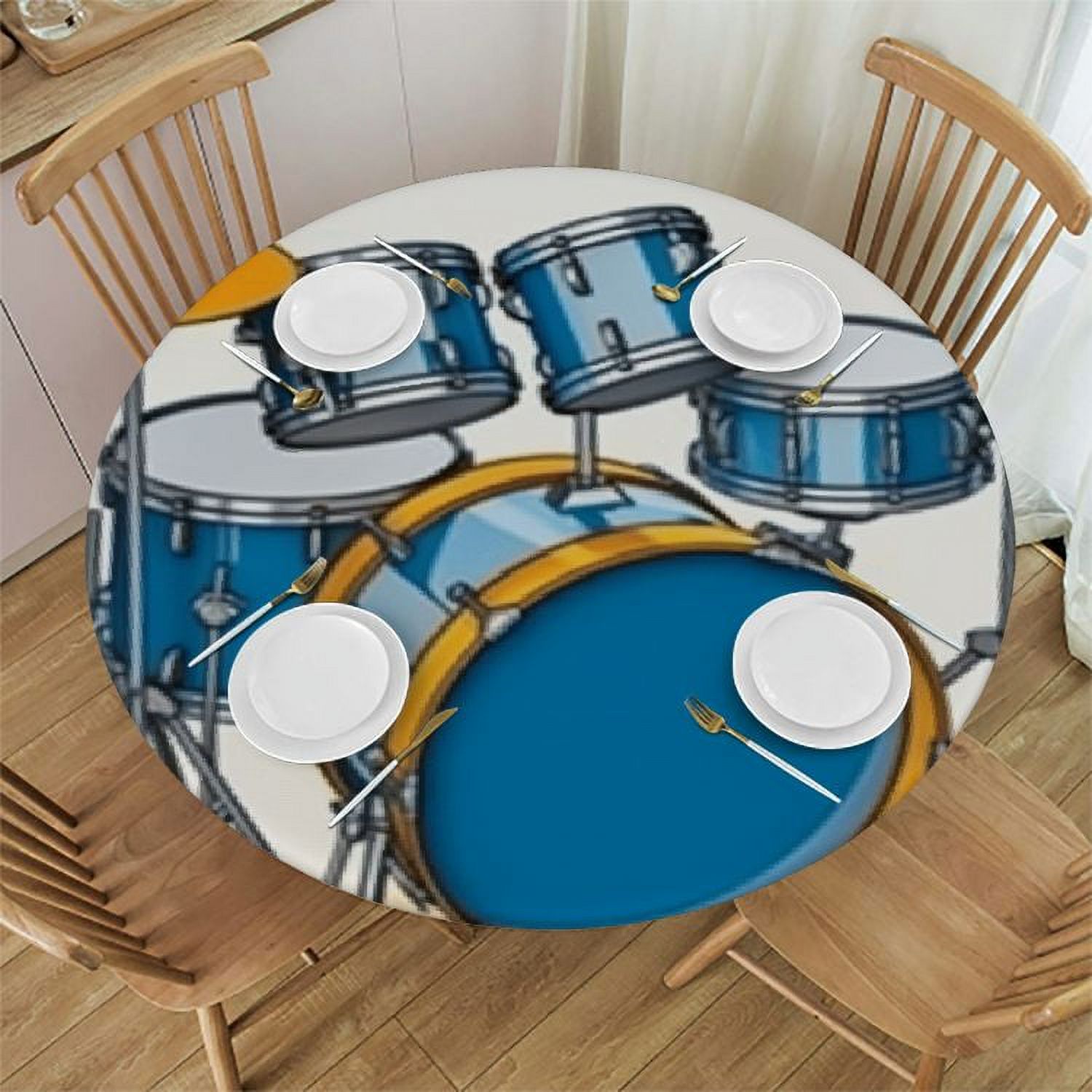 Cartoon Drummer Knock Pattern Round decorative tablecloth can be washed ...