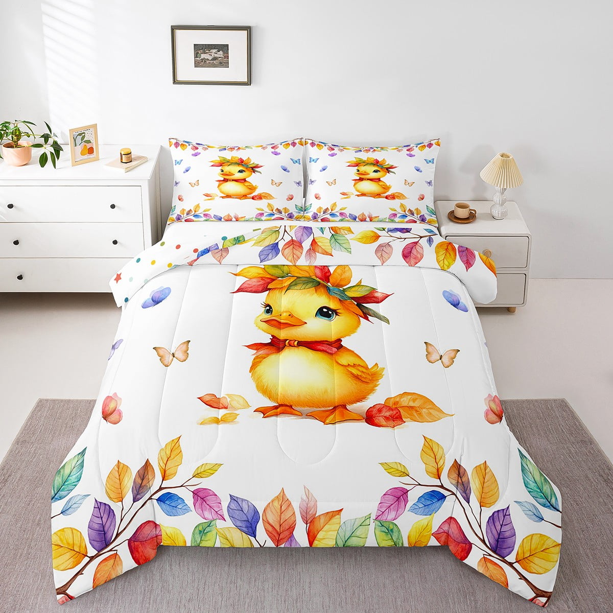 Cartoon Duck Bedding Queen Size for Child Cute Animal Comforter Set ...