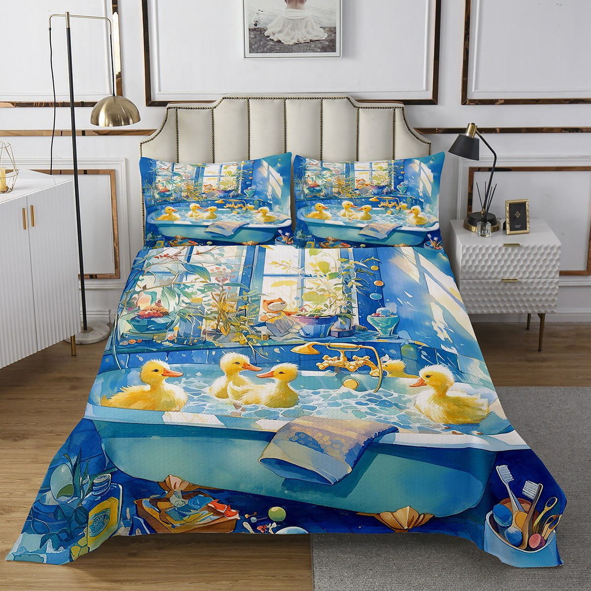 Cartoon Duck Bedding Set King Size,Cute Animals Bedspread 3Pcs Woman ...