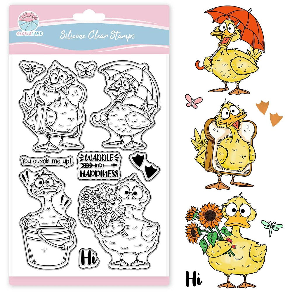 Cartoon Duck Clear Stamps for Card Making Cartoon Animals Flowers ...