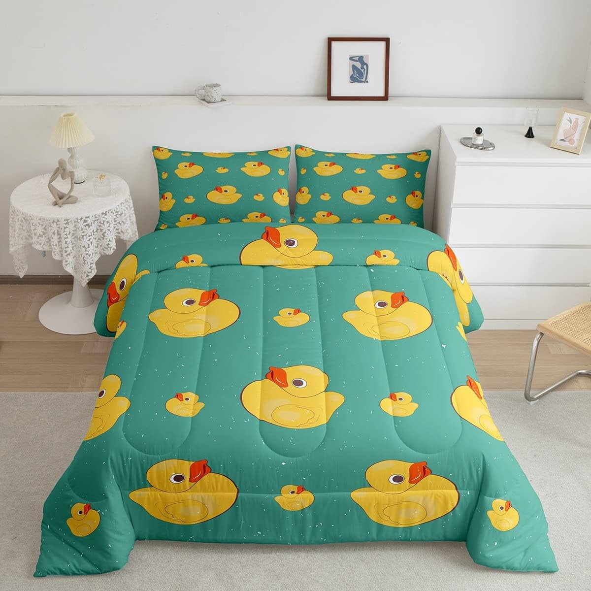 Cartoon Duck Comforter Set for Kids Boys Girls,Yellow Blue Red Ducks ...