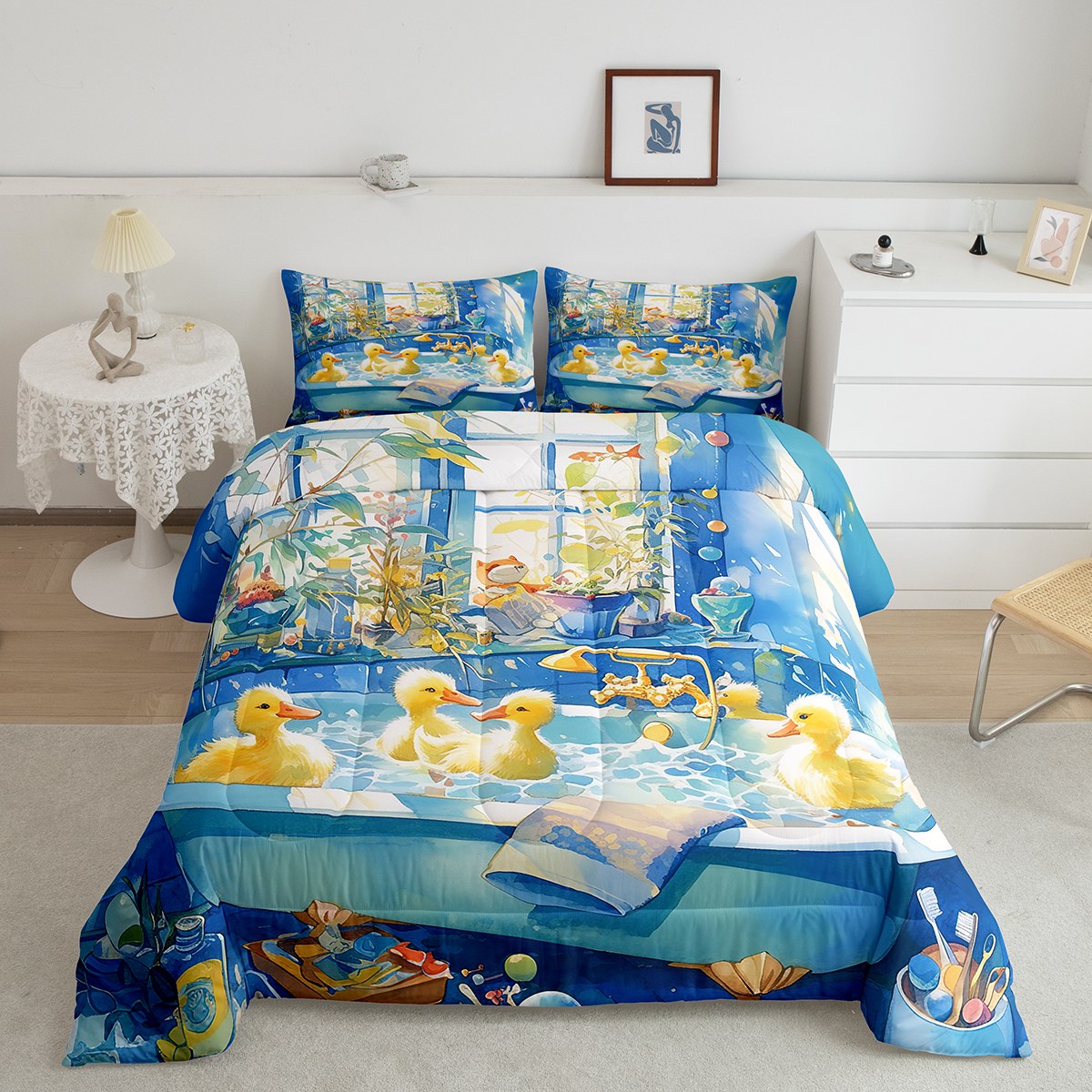 Cartoon Duck Comforter Set Twin Size,Cute Animals Bedding Set 2Pcs ...