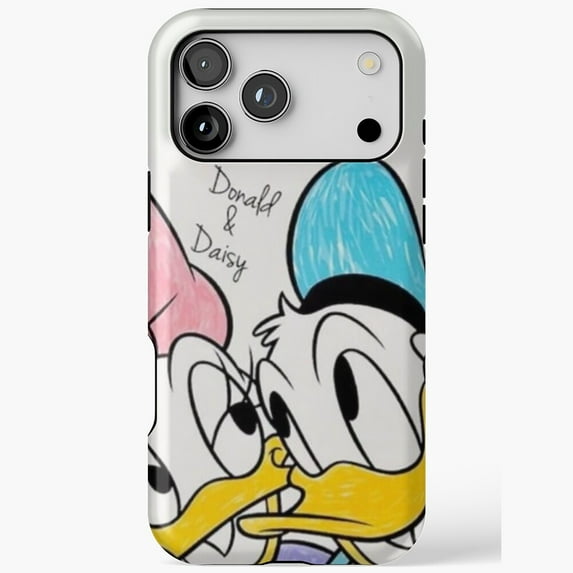 Cartoon Duck Couple Romantic Art iPhone Case 17 11 12 13 14 15 16 Pro ...