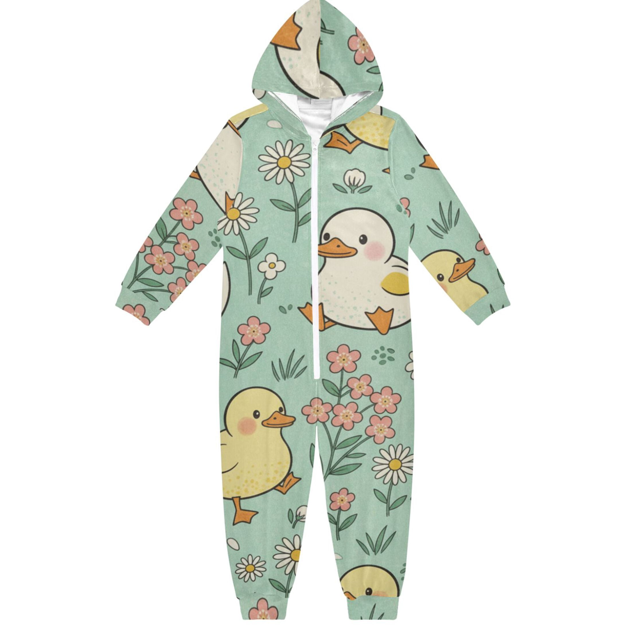 Cartoon Duck Design One Piece Pajamas Soft Jumpsuit Cozy Sleep and Play ...
