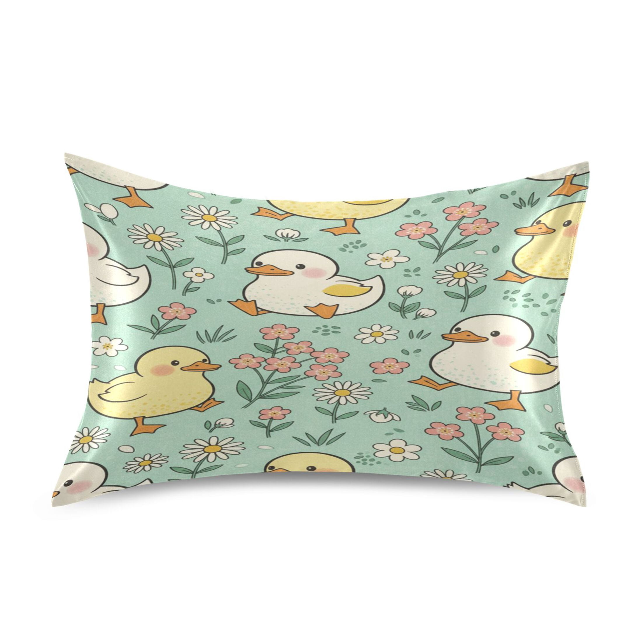 Cartoon Duck Design Standard Size Satin Pillowcase 20''x26'' Double ...