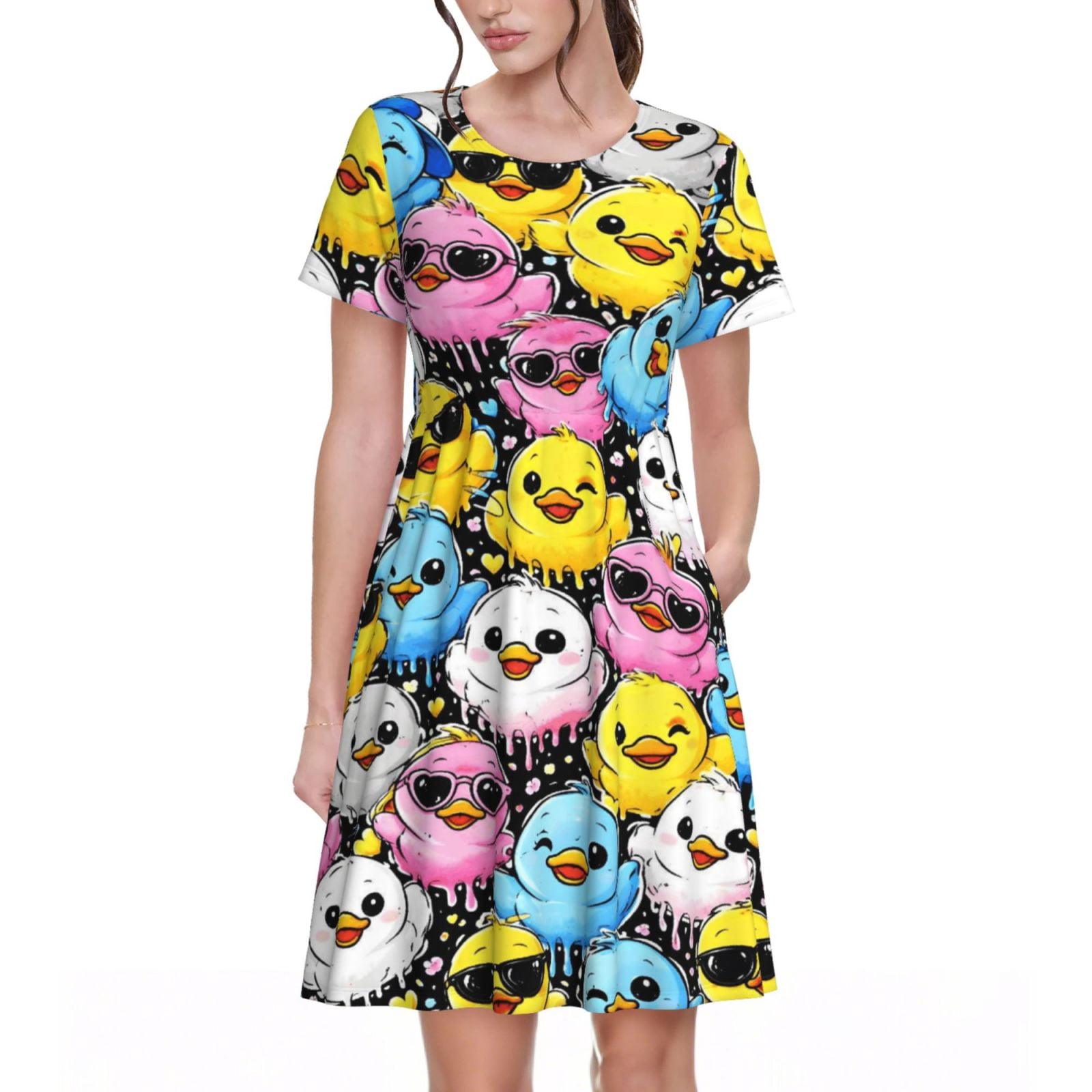 Cartoon Duck Dresses Short Sleeve Nightdresses for Women - Walmart.com