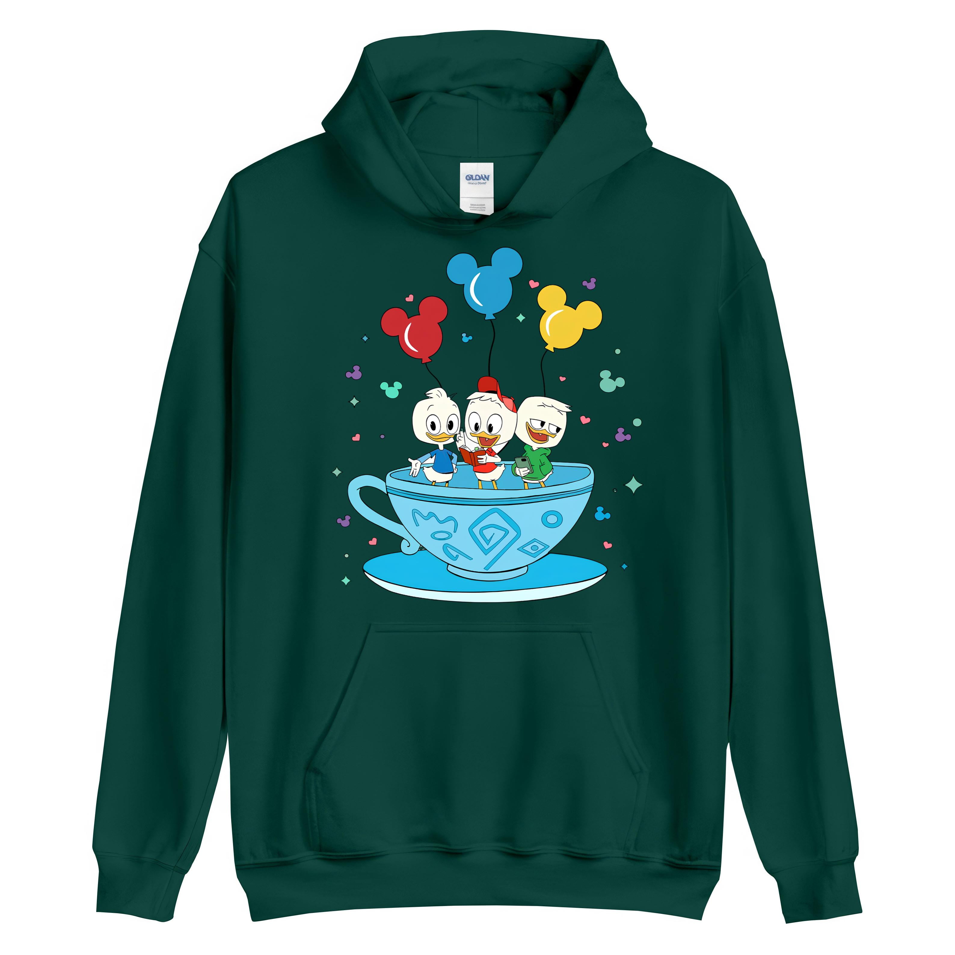 Cartoon Duck Graphic T-shirt, Spinning Cup Design for Family Trip ...