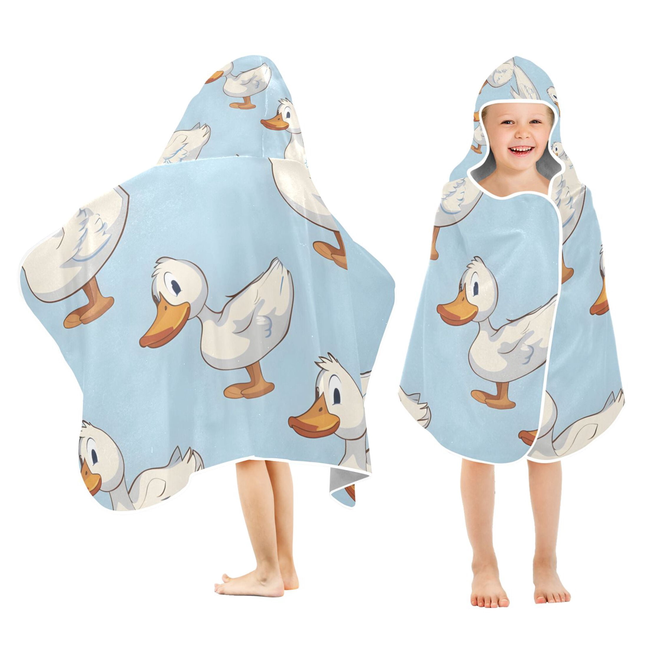 Cartoon Duck Kids Hooded Beach Towel Baby Bath Poncho Towels with Hood ...