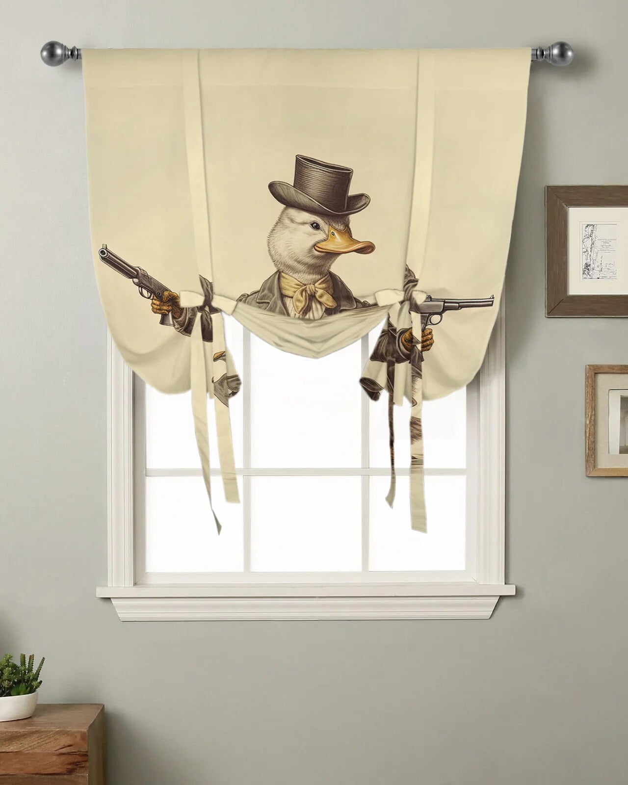 Cartoon Duck Kitchen Short Window Curtain Rod Pocket Curtains Home ...