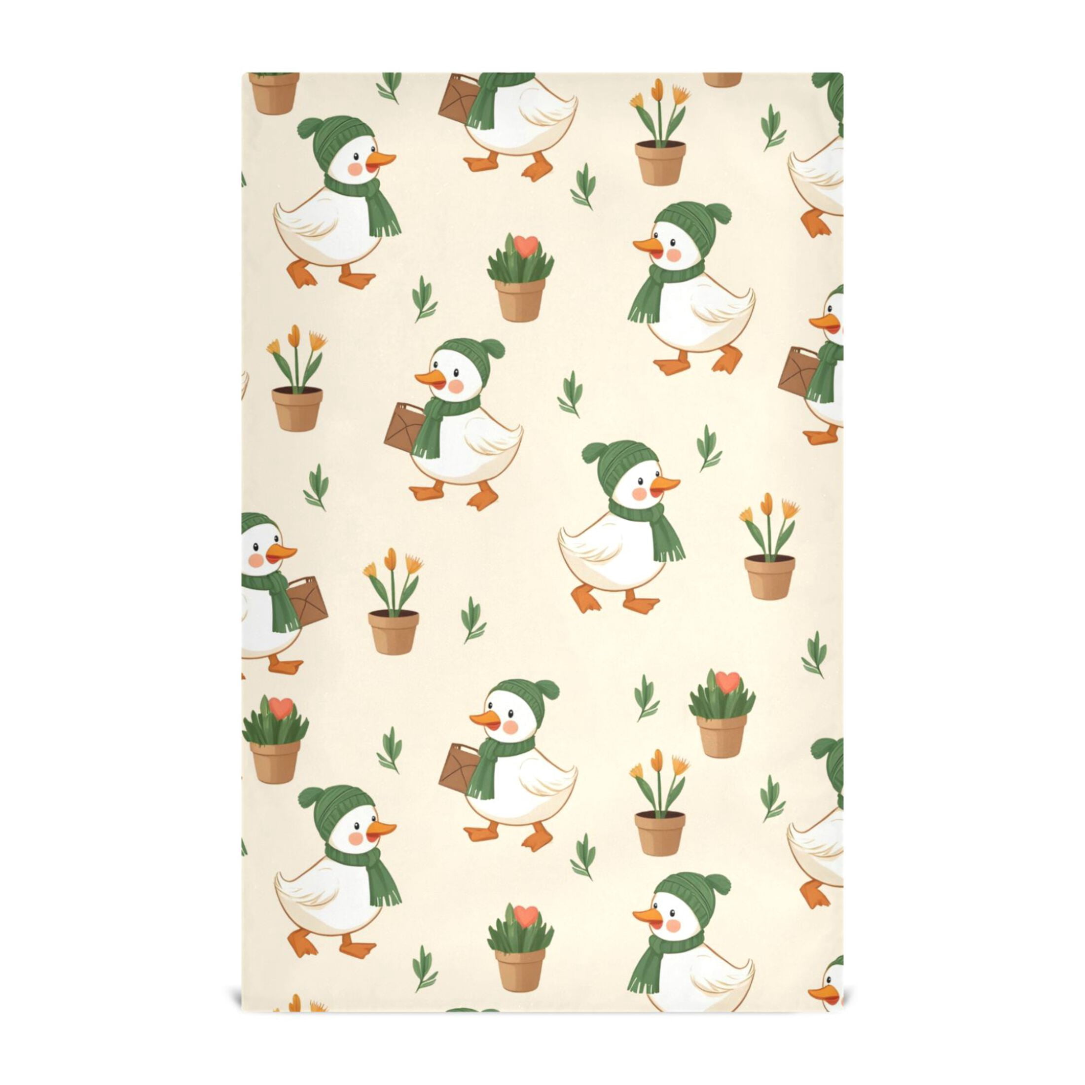 Cartoon Duck Pattern Kitchen Towels Waffle Weave Decorative Tea Towels ...
