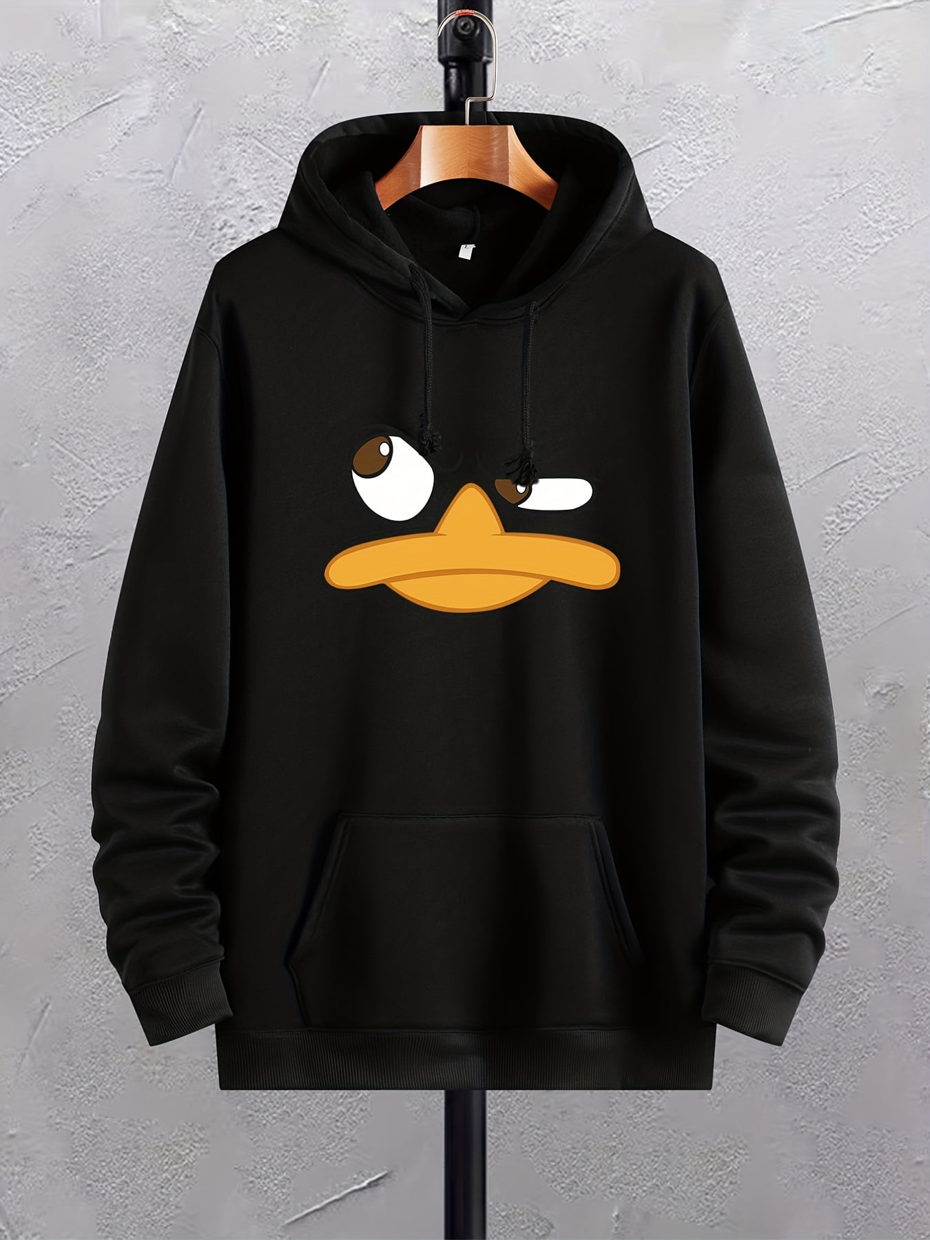 Cartoon Duck Print Hoodies For Men, Graphic Hoodie With Kangaroo Pocket ...