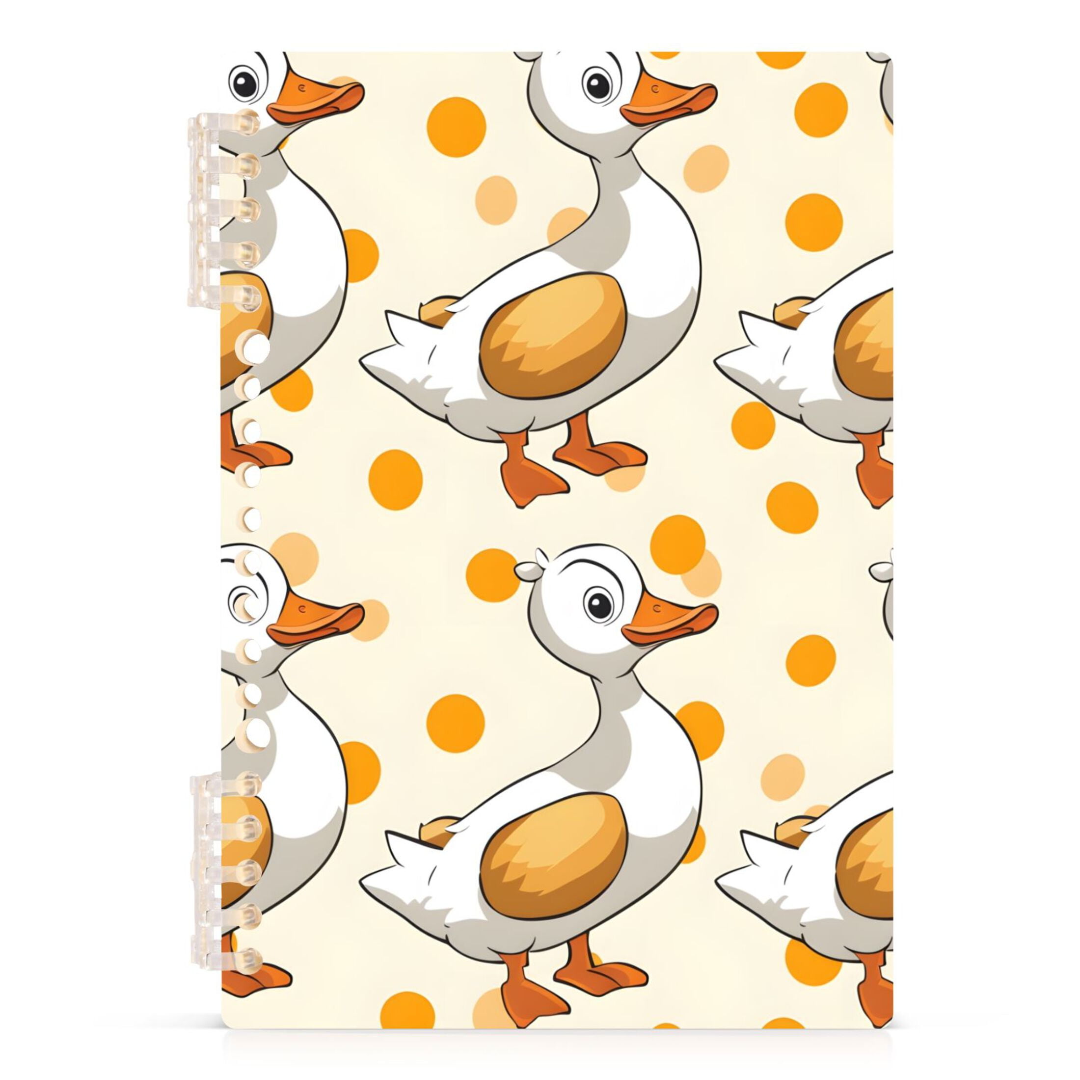 Cartoon Duck and Dots Spiral Journal Notebook College Ruled Notebook 8. ...