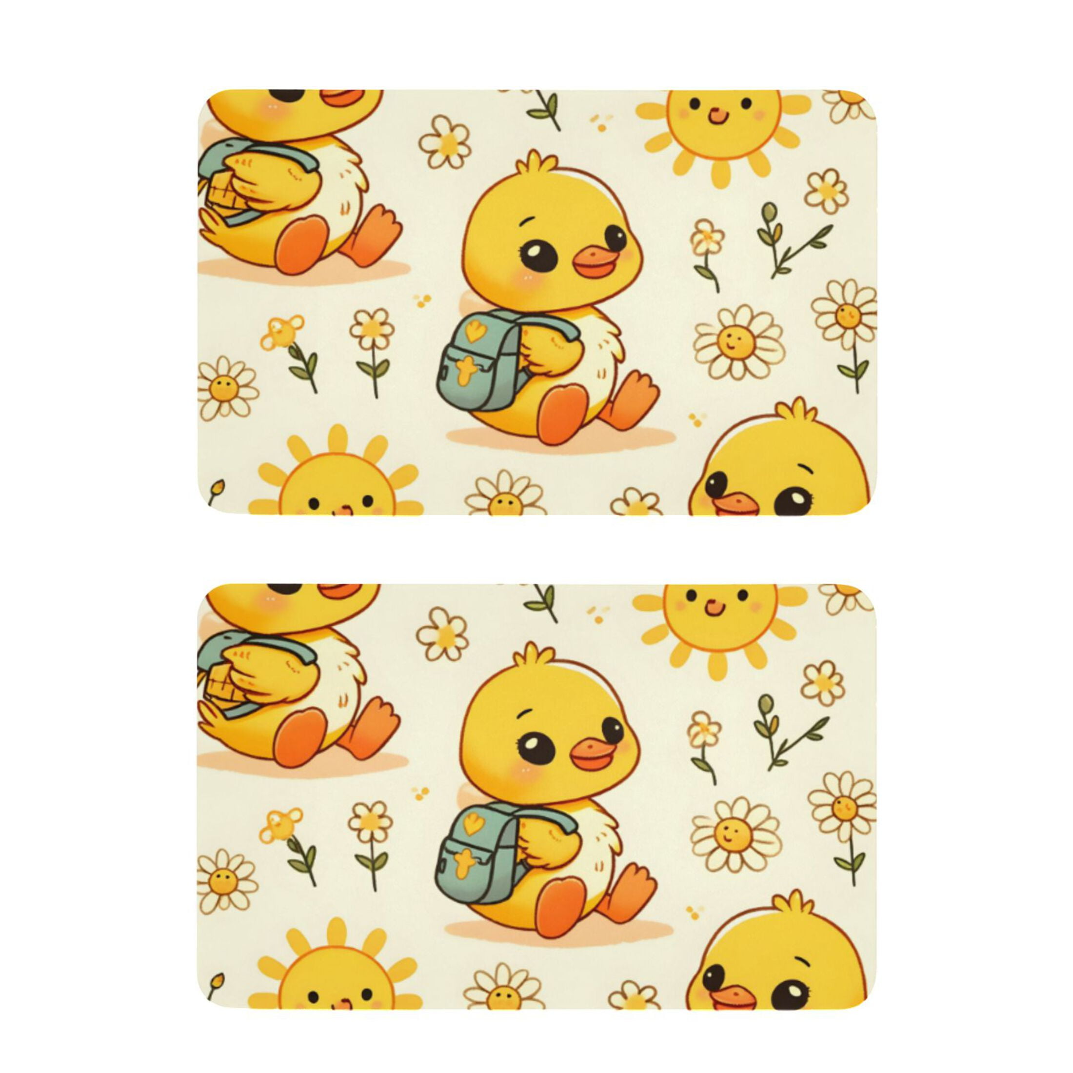 Cartoon Duck with Backpack Refrigerator Magnet Stickers Square Fridge ...