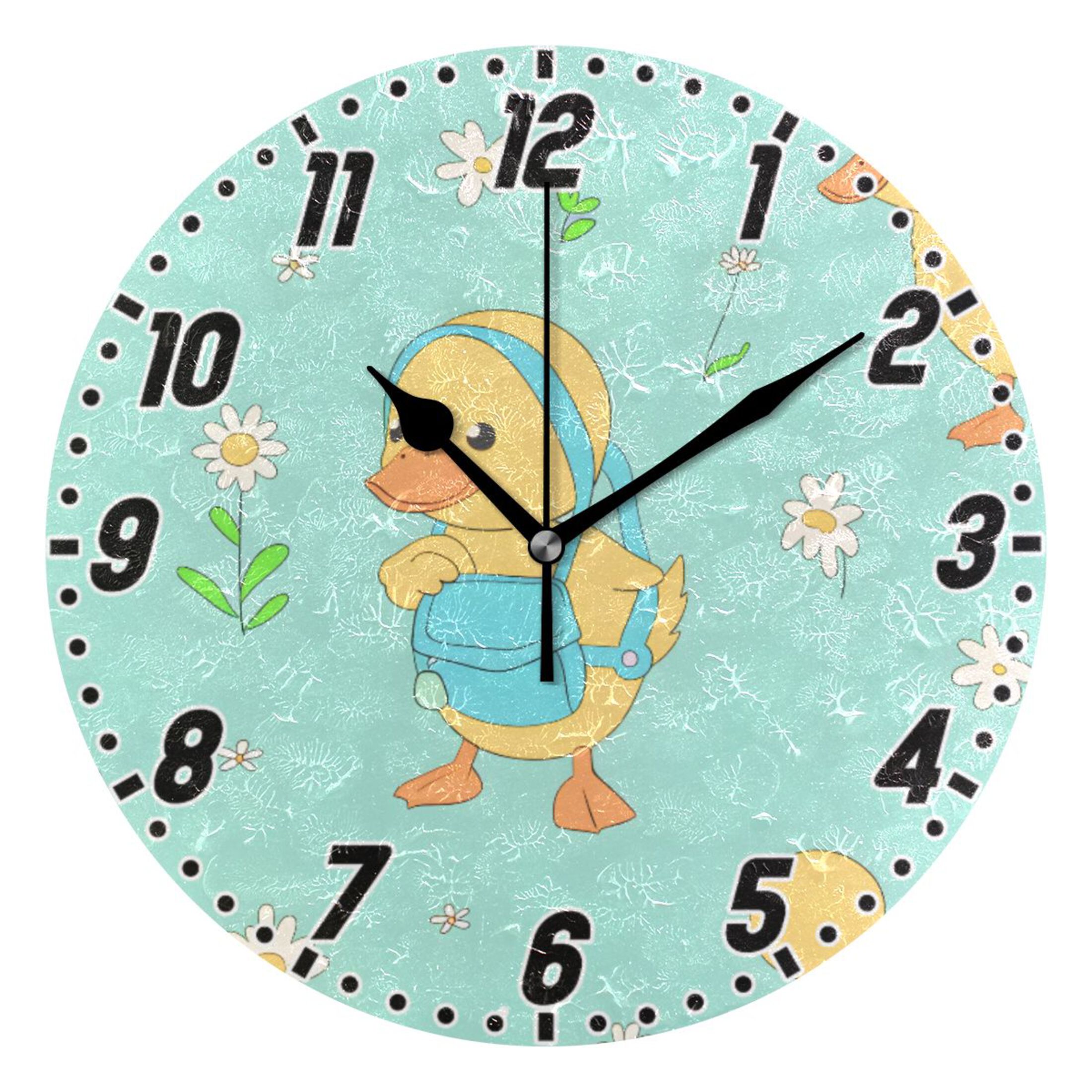 Cartoon Duck with Bag Wall Clock 9.8 inch Battery Operated Clocks Non ...
