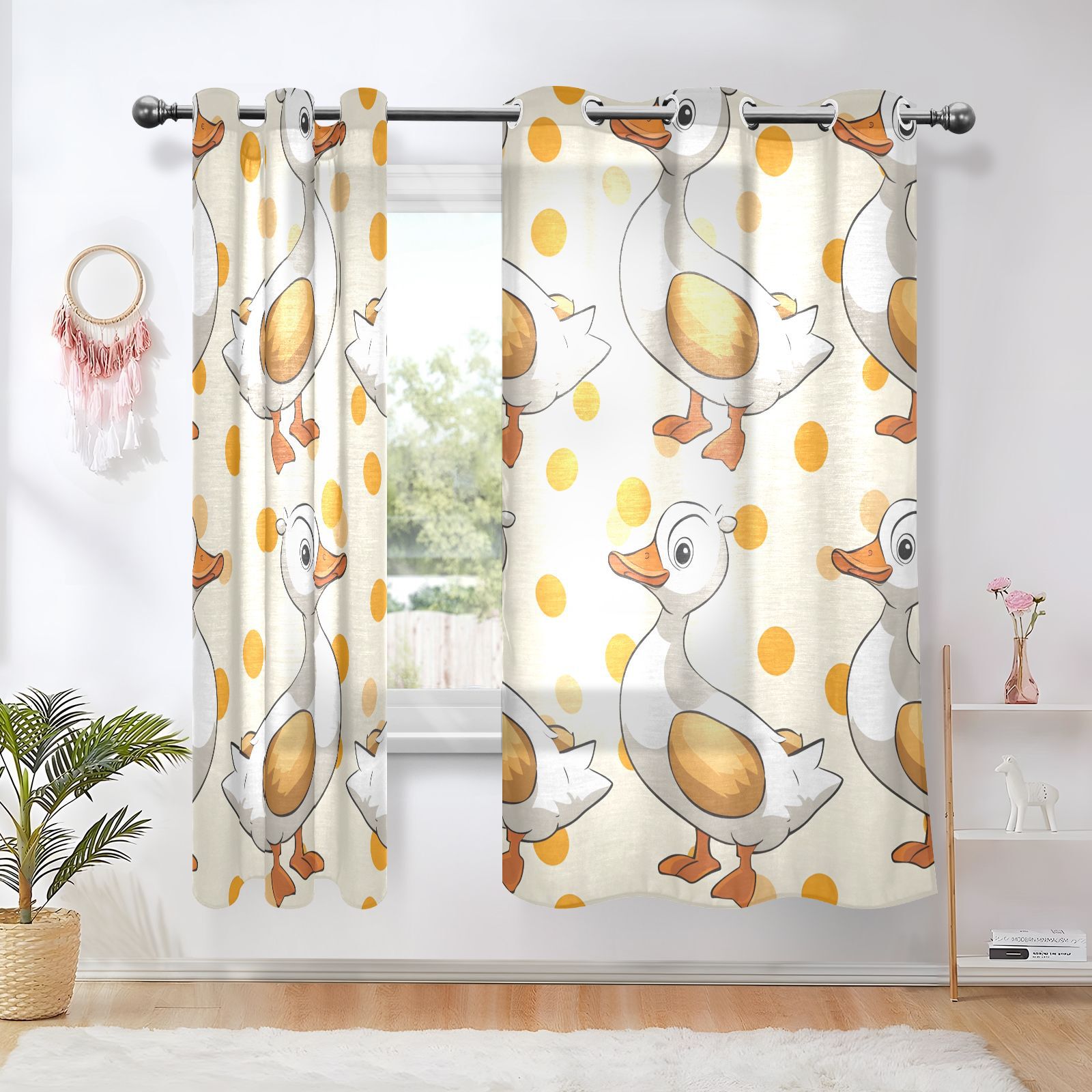 Cartoon Ducks Blackout Curtains Thermal Insulation 63 inch Grommet for ...