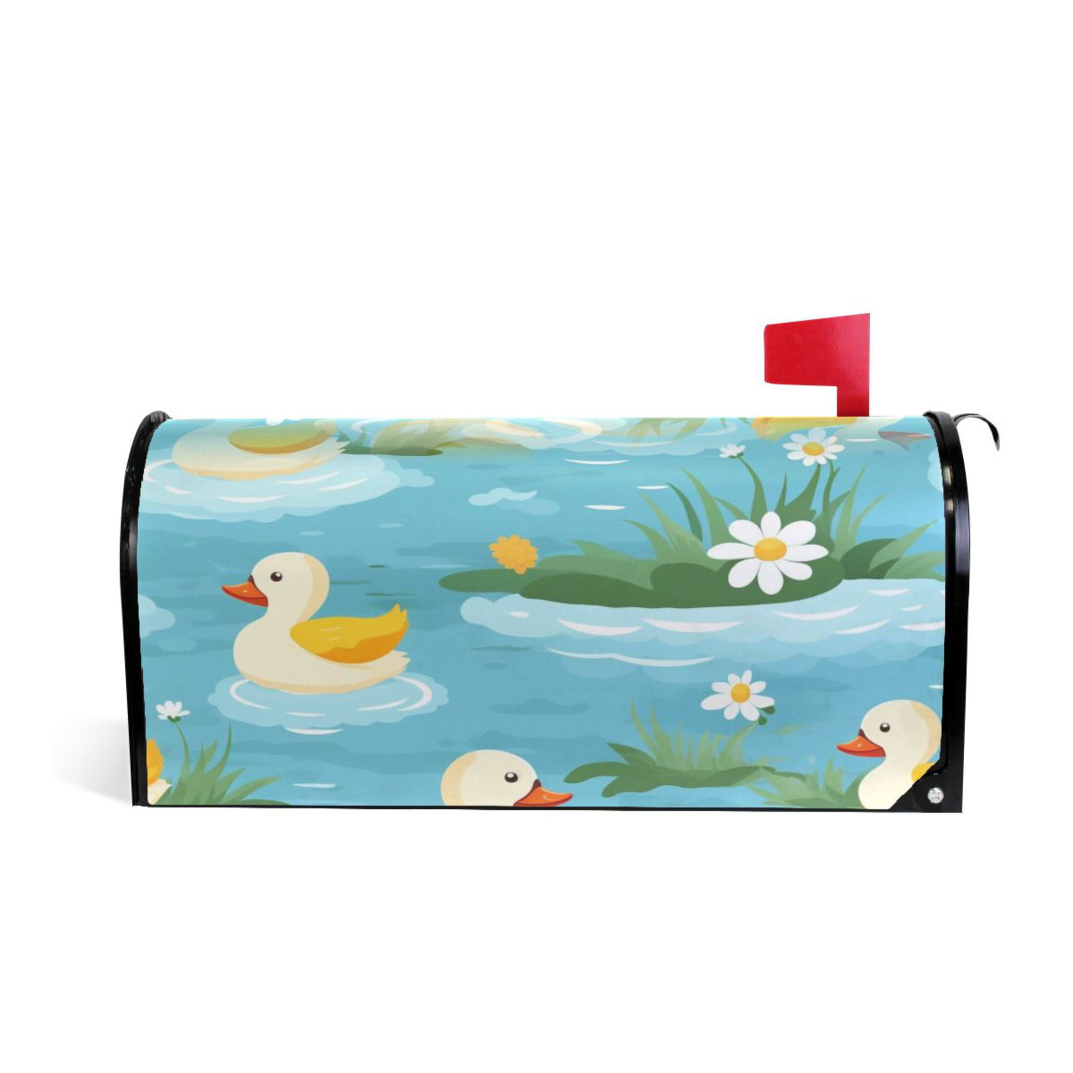 Cartoon Ducks Flower Plant Mailbox Covers Magnetic Post Box Cover Wraps ...