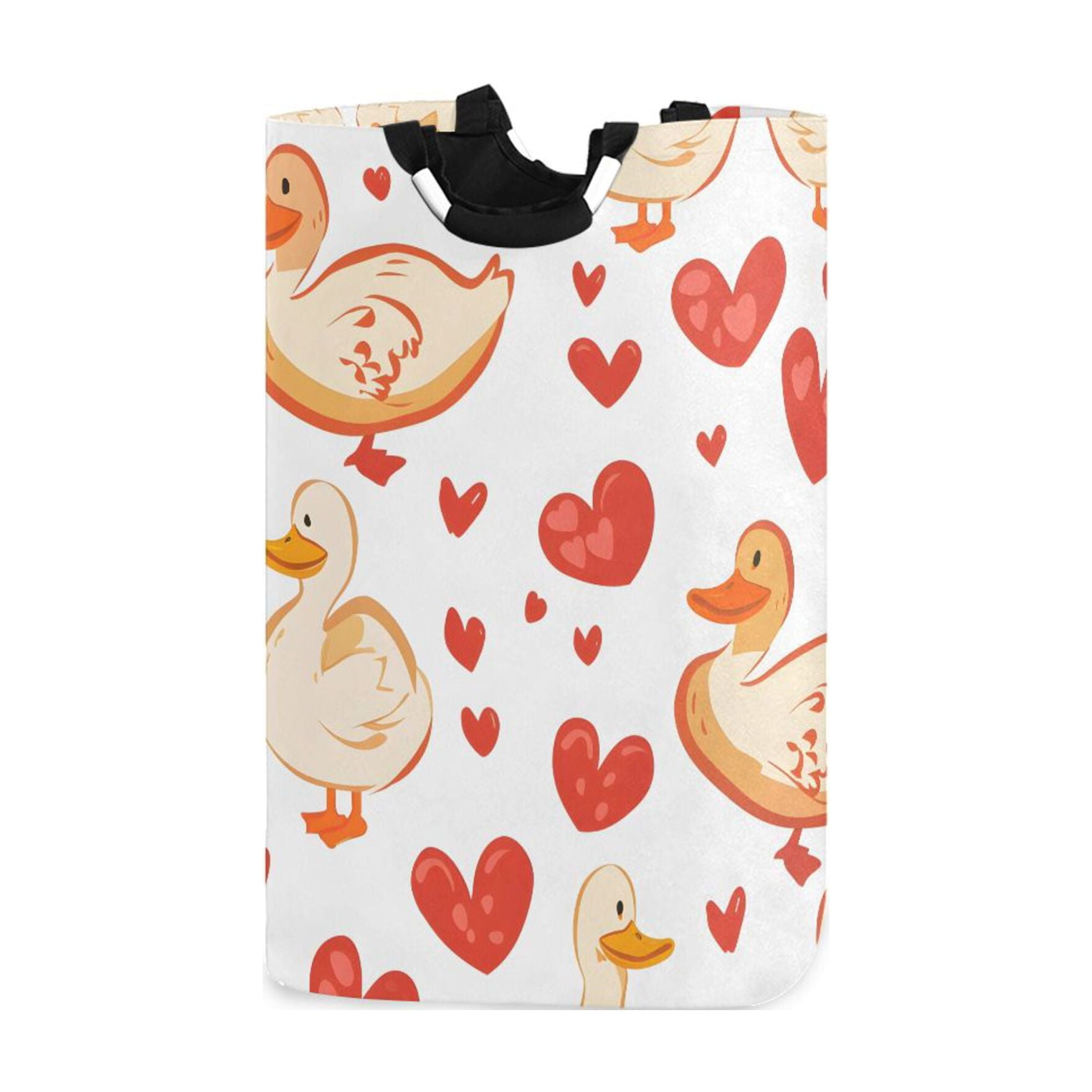 Cartoon Ducks Hearts Laundry Basket with Handles Foldable Laundry ...
