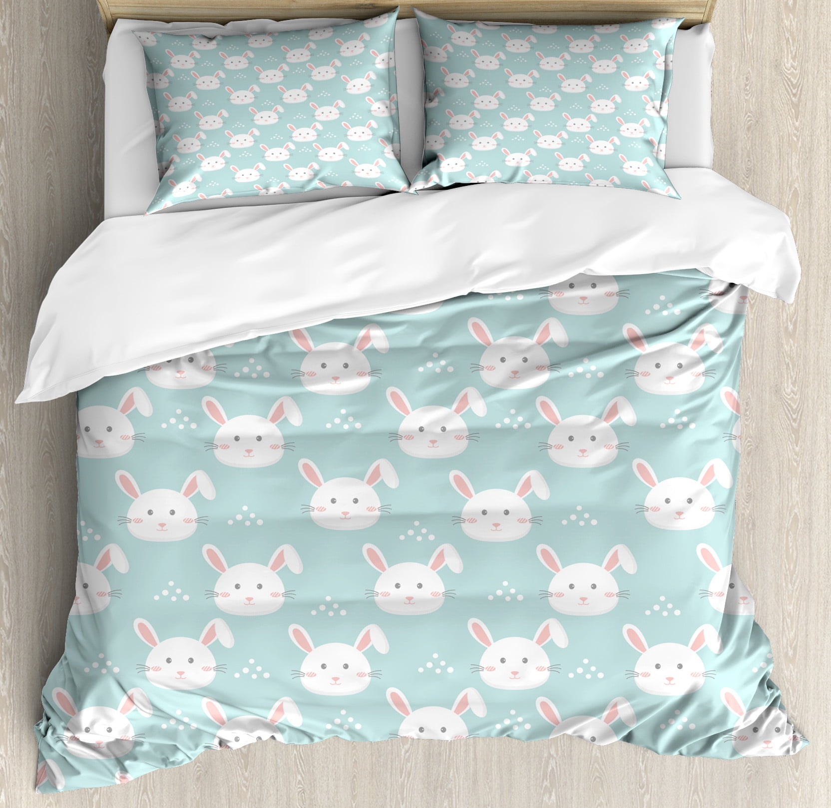 Cartoon Duvet Cover Set, Easter Bunnies Pattern in Style Rabbits Design ...
