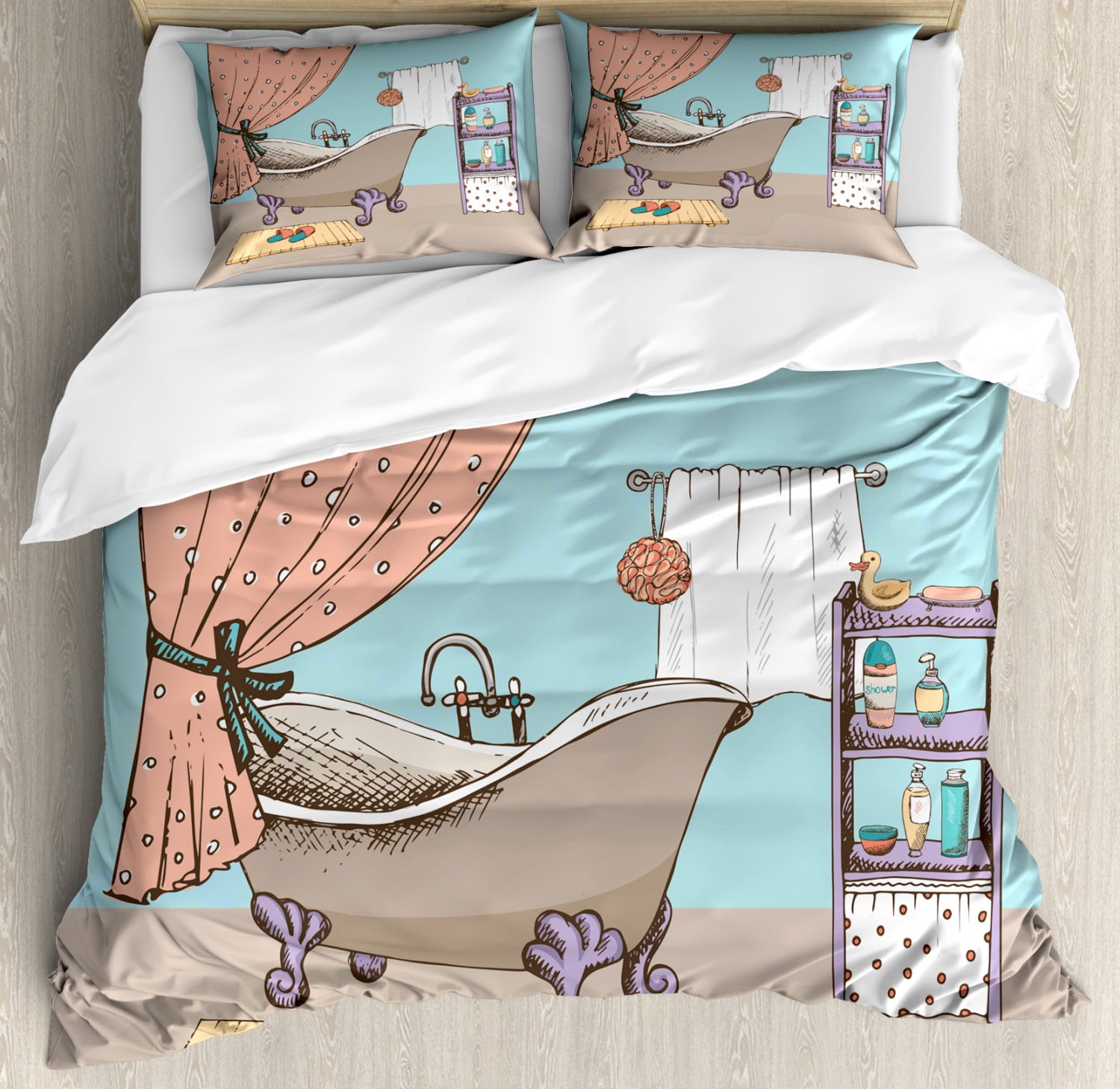 Cartoon Duvet Cover Set King Size, Cartoon Style Bathroom Design Shower ...