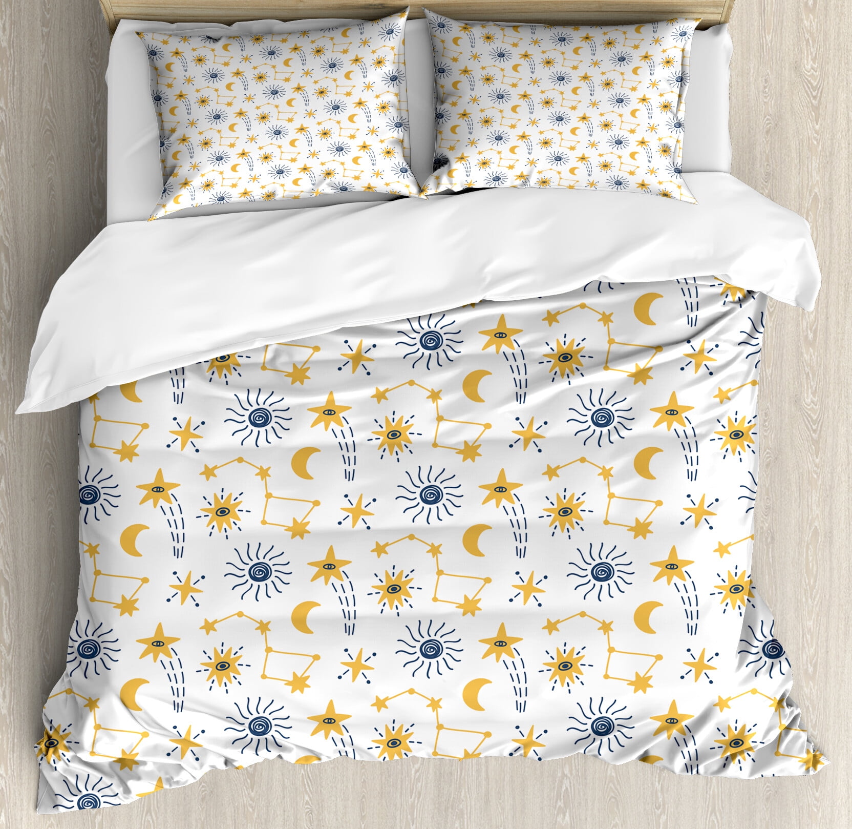 Cartoon Duvet Cover Set, Scandinavian Style Outer Space Elements with ...