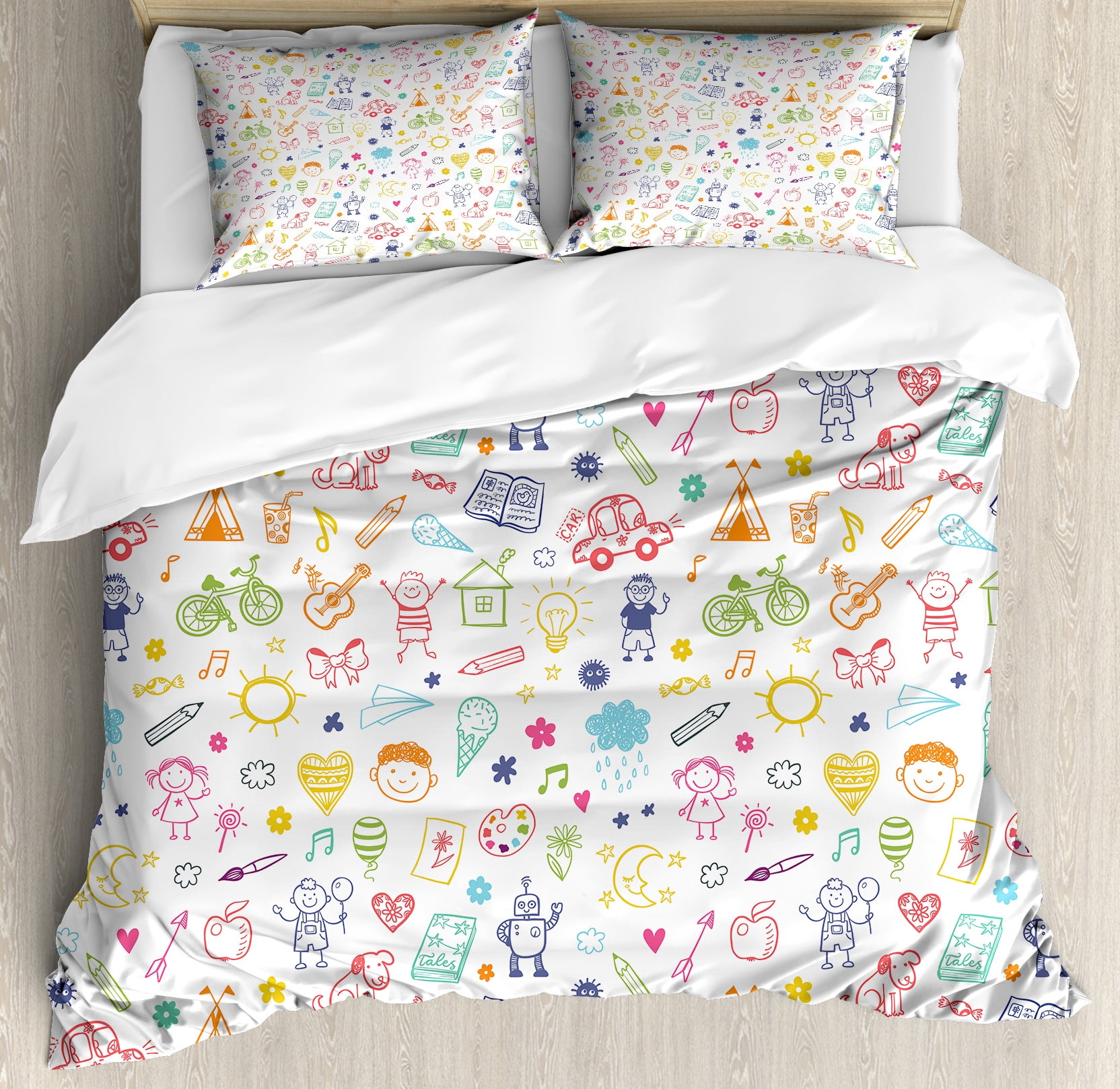 Cartoon Duvet Cover Set, like Drawing of Sun Tent Various Other ...
