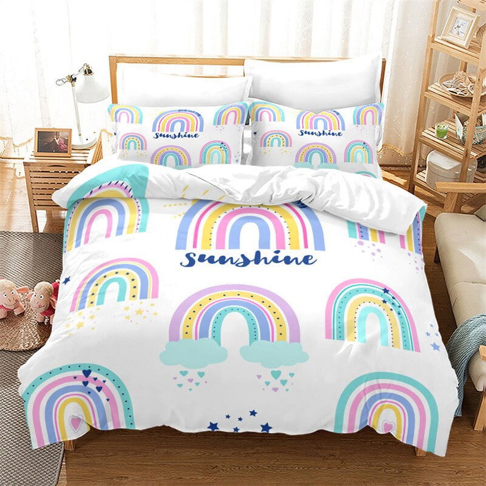 Cartoon Duvet Cover Twin Kawaii Kids Clouds Star Animals Print Bedding ...