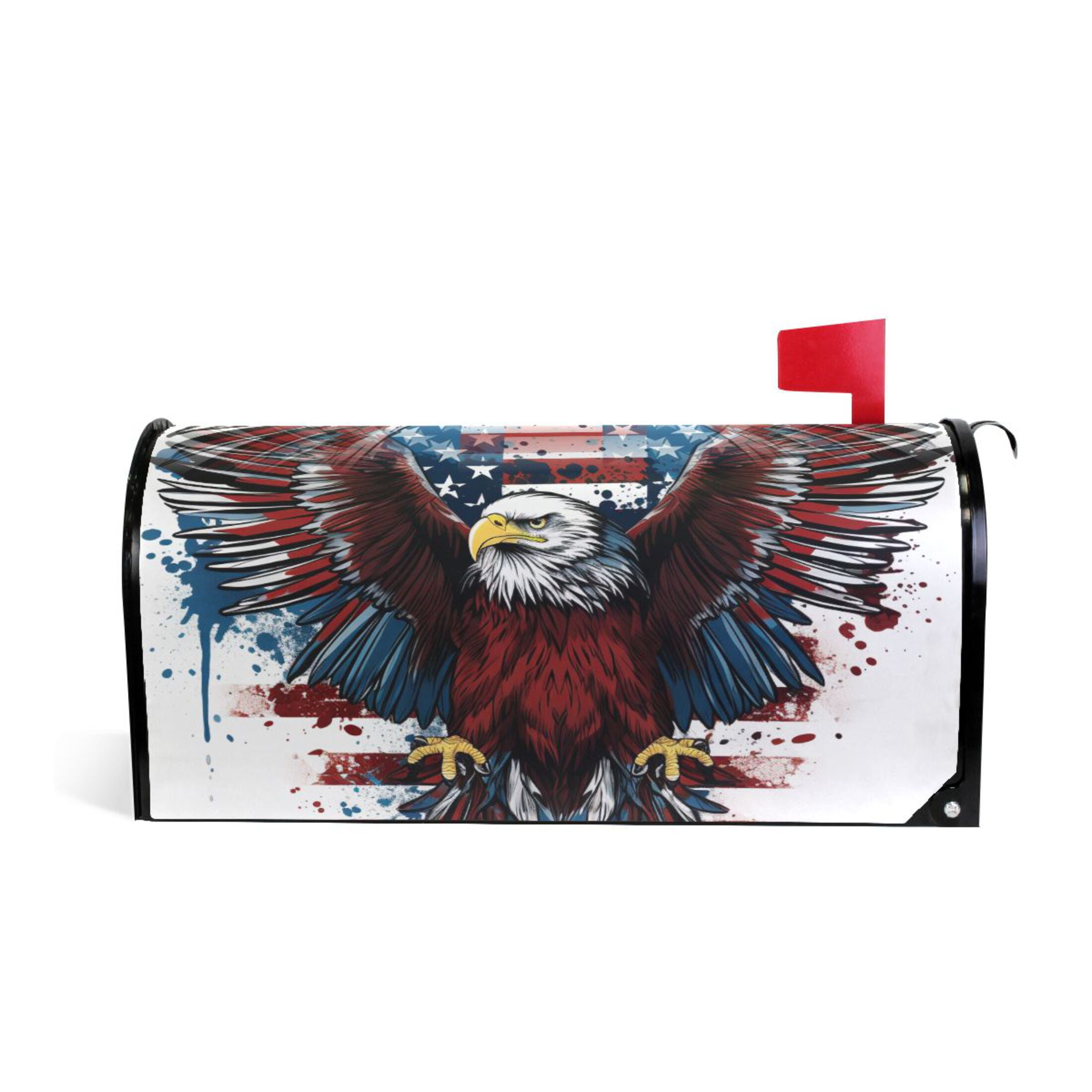 Cartoon Eagle with American Flag Mailbox Covers Magnetic Post Box Cover ...