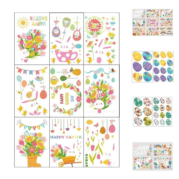 Cartoon Easter Bunny Egg Window Sticker, Static Double-Sided Visible ...