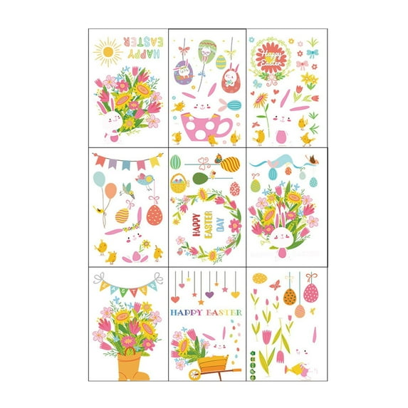 Cartoon Easter Bunny Egg Window Sticker Static Sticker Double-sided ...