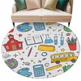 Cartoon Educational Elements Round Rug 7ft Washable Circle Rugs Non ...