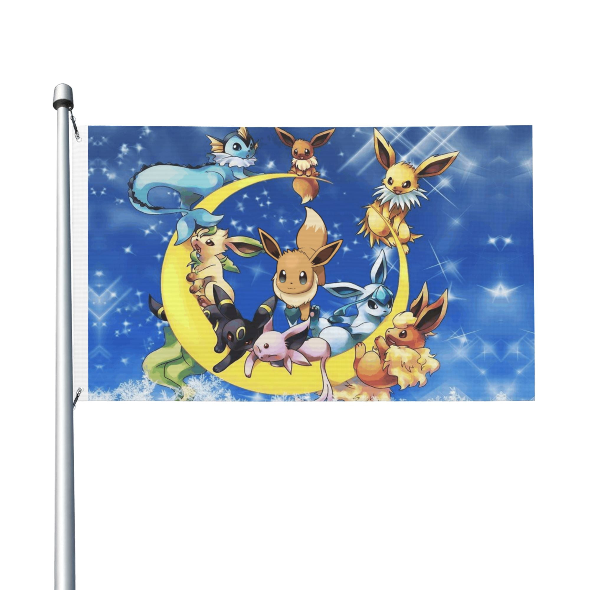 Cartoon Eevee Cute 3x5FT Flag Garden Decorative Flags Vertical Double ...