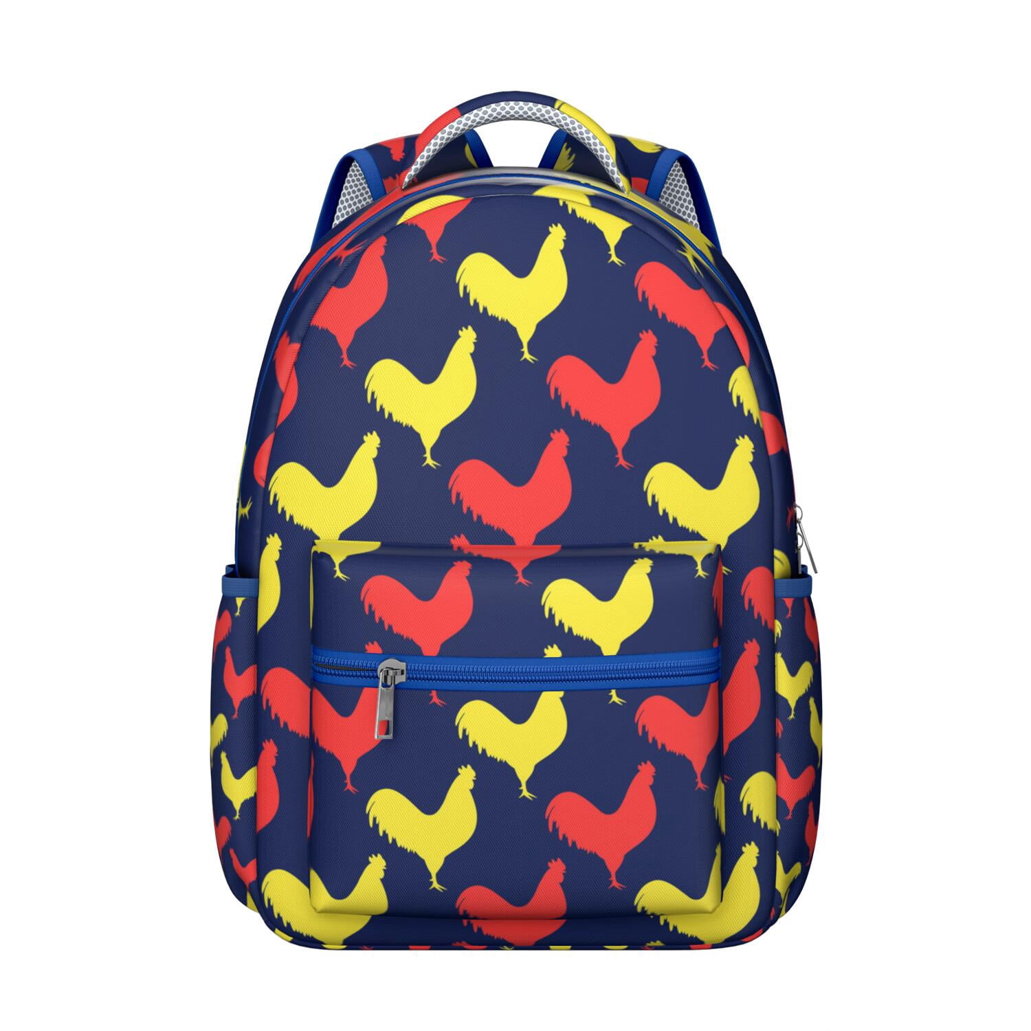 Cartoon Egg and Chick Backpack for Student Farm Chicken Pattern Rustic ...