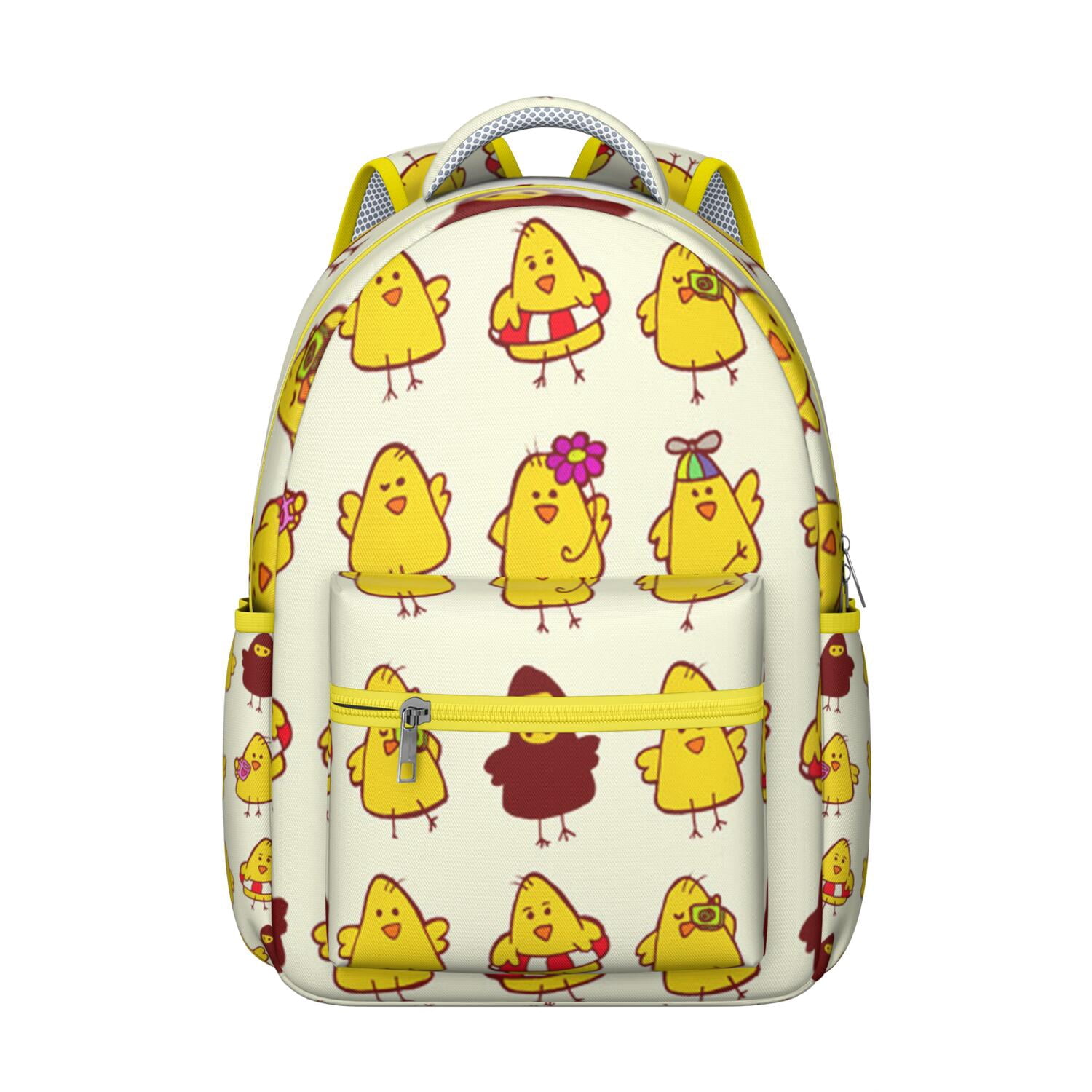 Cartoon Egg and Chick Backpack for Student Farm Chicken Pattern Rustic ...