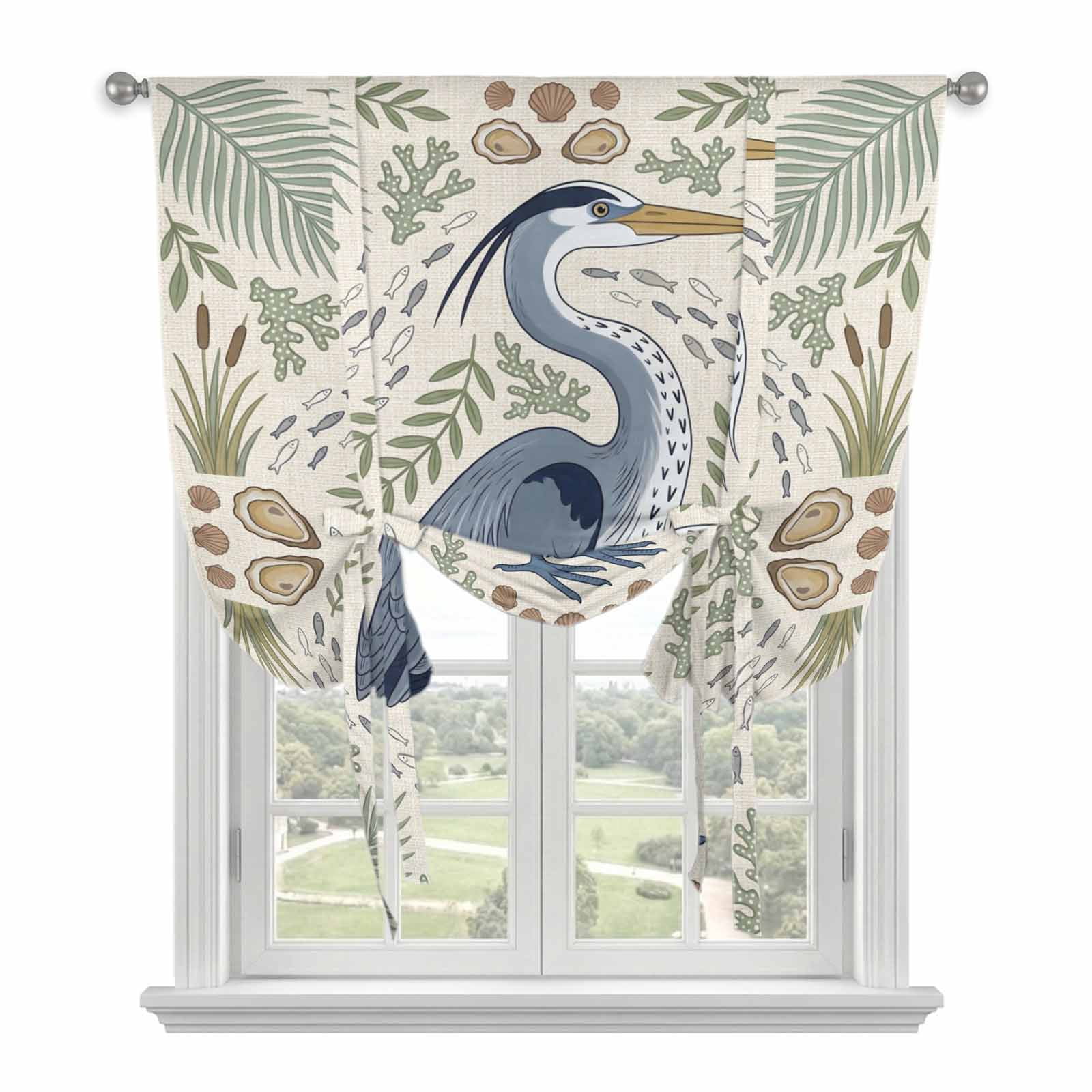 Cartoon Egret Tie Up Curtains for Window, Thermal Insulated Balloon ...