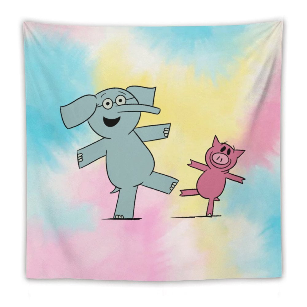 Cartoon Elephant And Piggie Tapestry, Home Decoration Wall Hanging, Art ...