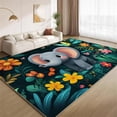 Cartoon Elephant Area Rugs, Cute Animal Plant Pattern Carpet, Washable ...