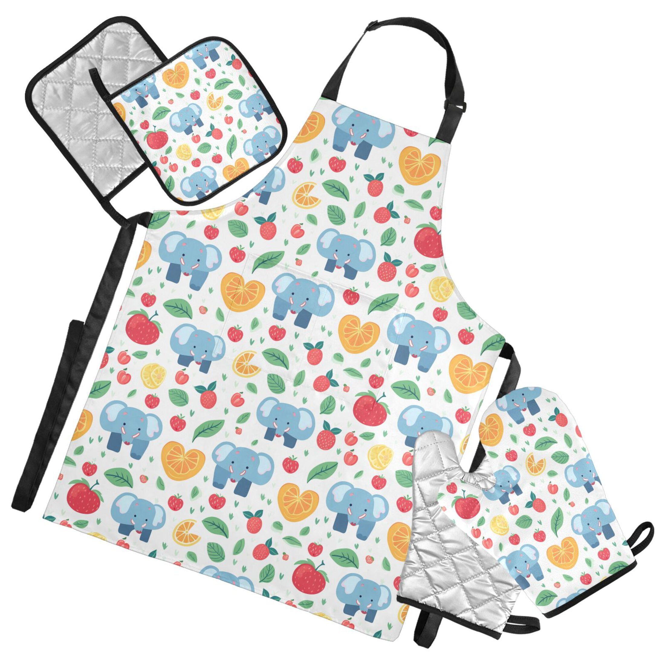 Cartoon Elephant Leaf Strawberry 5 Pcs Kitchen Set Heat Resistant Oven ...